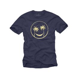 MAKAYA Shirt 'Palmen Smile' male size XXL Blue