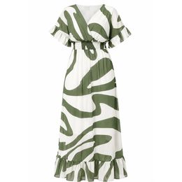 Elara Kleid Damen Gr&ouml;&szlig;e 38 khaki / wei&szlig; Sommerkleid