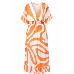 Elara Kleid Damen Gr&ouml;&szlig;e 42 orange / wei&szlig; Sommerkleid