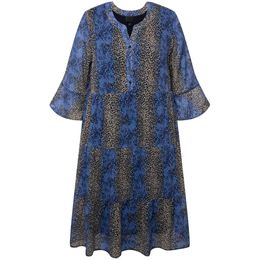 Ulla Popken Kleid Damen Gr&ouml;&szlig;e 50/52 creme / camel / dunkelblau Sommerkleid