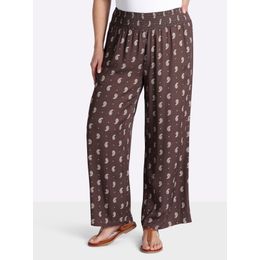 sheego Damen Schlupfhose, Braun, Gr. 58, Stoffhosen, Material: Viskose