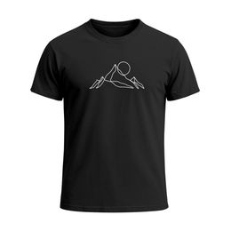 Neverless Shirt 'Lineart Berge' Herren Gr&ouml;&szlig;e XXXL schwarz