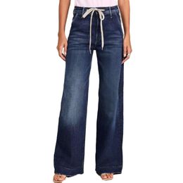 Kojooin Jeans 'Weit geschnittene Jeans f&uuml;r Damen, trendige High-Waist-Stretch-Jeans mit Kordelzug, Denim-Hosen' Damen Gr&ouml;&szlig;e 36 dunkelblau