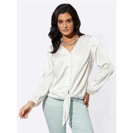 Heine Damen Satinbluse, Natur, Gr. 38, Blusen langarm, Material: Polyester