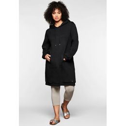 sheego Damen Shirtkleid, Schwarz, Gr. 56/58, Einfarbige Kleider, Material: Baumwolle