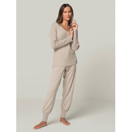 YOU LOOK PERFECT Loungewear 'LOUNGEWEAR SET - Pullover Blossom & Pants Bella' female size L Beige