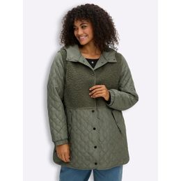 sheego Gro&szlig;e Gr&ouml;&szlig;en Steppjacke mit Teddy-Fleece, khaki, Gr&ouml;&szlig;e 46 - Damen