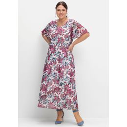 sheego Damen Chiffonkleid mit Blumenprint, beere-gemustert, Gr&ouml;&szlig;e 46