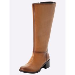 sheego Gro&szlig;e Gr&ouml;&szlig;en Weitschaftstiefel im Used-Look, camel, Gr&ouml;&szlig;e 37 - Damen