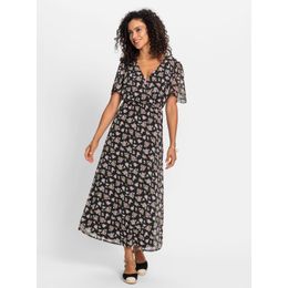 Heine Damen Blumenkleid, Schwarz, Gr. 38, Druckkleider, Material: Polyester