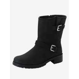 sheego Damen Bikerboots, Schwarz, Gr. 37, Stiefel, Material: Leder