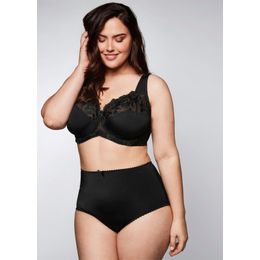 sheego Damen B&uuml;gel-BH mit leicht transparenter Spitze, schwarz, Gr&ouml;&szlig;e 110D