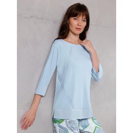 Damen Sweatshirt, Blau, Gr. 40, CREATION L PREMIUM, 3/4 Arm Shirts, Material: Modal