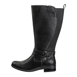 sheego Damen Weitschaftstiefel aus Leder, mit Stretch-Einsatz, schwarz, Gr&ouml;&szlig;e 38