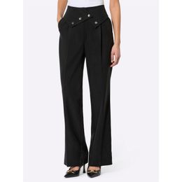 WITT Damen Marlene-Hose mit &uuml;berlappendem Bund, schwarz, Gr&ouml;&szlig;e 38
