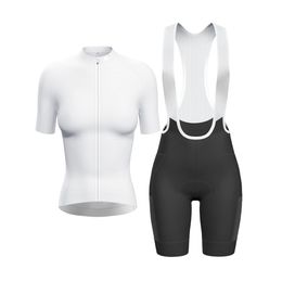 Wulibike Jogginganzug 'Wulibike Damen Fahrrad-Outfit Wei&szlig;es Top & Schwarze Bib' Damen Gr&ouml;&szlig;e S wei&szlig;