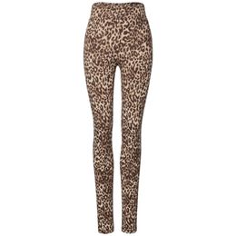 Street One Leggings Damen Gr&ouml;&szlig;e XL cognac / brokat / dunkelbraun / wei&szlig;