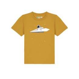Watabout.kids T-Shirt 'Fly Me To The Moon' M&auml;dchen Gr&ouml;&szlig;e 134/146 ocker / rauchgrau / schwarz / wei&szlig;