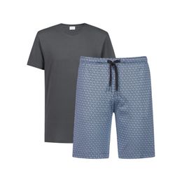 Mey Pyjama kurz 'Round Geo' Herren Gr&ouml;&szlig;e S grau