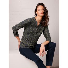 Damen Print-Shirt, Gr&uuml;n, Gr. 38, CREATION L PREMIUM, Langarm-Shirts, Material: Lyocell