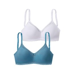 Nuance By Lascana BH Damen Gr&ouml;&szlig;e 85 taubenblau / wei&szlig;