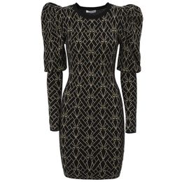 Influencer Strickkleid Damen Gr&ouml;&szlig;e L hellgelb / schwarz
