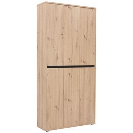 Xora Schuhschrank, Eiche, Holzwerkstoff, 20 F&auml;cher, 100x210x34 cm, Garderobe, Schuhaufbewahrung, Schuhschr&auml;nke