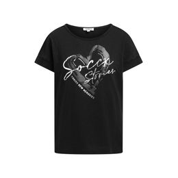 SOCCX T-Shirt mit &uuml;berschnittener Schulter und Folienprint Damen Gr&ouml;&szlig;e XL schwarz