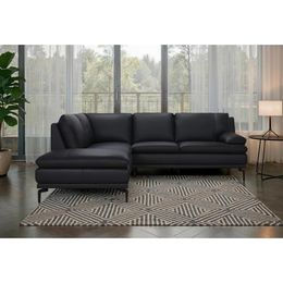 P & B Ecksofa, Schwarz, Leder, Echtleder, B&uuml;ffelleder, 248x221 cm, Wohnzimmer, Sofas & Couches, Sofas, Ledersofas