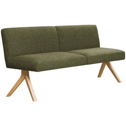 Linea Natura Sitzbank, Gr&uuml;n, Holz, Textil, Eiche, vollmassiv, 160x85x69 cm, Esszimmer, B&auml;nke, Sitzb&auml;nke