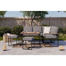 Ambia Garden Dining-Loungeset, Grau, Metall, Kunststoff, Textil, F&uuml;llung: Polyester, 203x203 cm, rostfrei, Loungem&ouml;bel, Gartenlounge-Sets