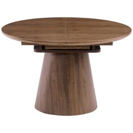 P & B Esstisch, Walnuss, Holz, Holzwerkstoff, Esche, furniert, oval, konisch, 120x76x120-160 cm, ausziehbar, Esszimmer, Tische, Esstische, Esstische oval