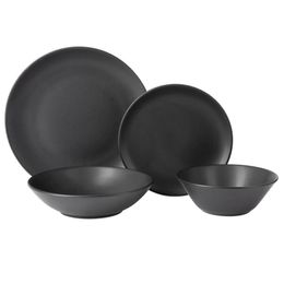Novel Tafelservice, Schwarz, Keramik, 16-teilig, Abstraktes, lebensmittelecht, Essen & Trinken, Geschirr, Geschirr-Sets, Tafelservice