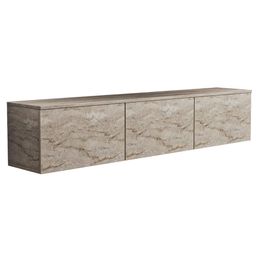 Livetastic Lowboard Neon TV-M&ouml;bel, Beige, Holzwerkstoff, Steinoptik, warmwei&szlig;, 160x35x32 cm, h&auml;ngend, Beleuchtung, Wohnzimmer, Wohnw&auml;nde, Lowboards, Lowboards h&auml;ngend