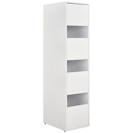 Xora W&auml;scheschrank, Wei&szlig;, Holzwerkstoff, 3 F&auml;cher, 50x210x67.5 cm, Waschk&uuml;che, W&auml;scheschrank