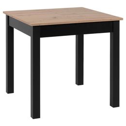 P & B Ausziehtisch, Schwarz, Eiche Artisan, Holzwerkstoff, quadratisch, eckig, 80x76.5x80 cm, ausziehbar, Esszimmer, Tische, Esstische, Esstische ausziehbar