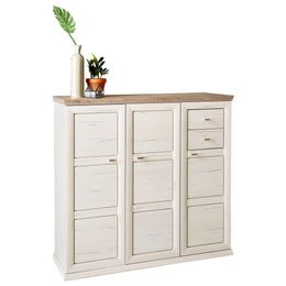 Hom&acute;in Hom`in Schuhschrank, Grau, Wei&szlig;, Holzwerkstoff, 7 F&auml;cher, 2 Schublade(n) Schubladen, 133.4x123x42.5 cm, Beim&ouml;bel erh&auml;ltlich, Garderobe, Schuhaufbewahrung, Schuhschr&auml;nke