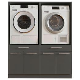 Hauswirtschaftsraum Laundreezy, Anthrazit, Holzwerkstoff, 2 Schublade(n) Schubladen, 135x162x67.5 cm, Waschk&uuml;che, Hauswirtschaftsraum