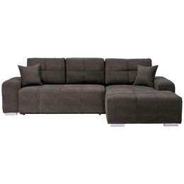 CARRYHOME Ecksofa, Braun, Kunststoff, Uni, 4-Sitzer, F&uuml;llung: Schaumstoff, Ottomane rechts, L-Form, 280x194 cm, Stoffauswahl, Liegefunktion, seitenverkehrt erh&auml;ltlich, R&uuml;cken echt, Wohnzimmer, Sofas & Couches, Wohnlandschaften, Ecksofas