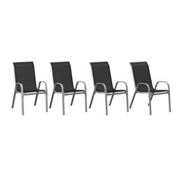 Ambia Garden Gartensessel-Set, Schwarz, Silber, Metall, Textil, Flachrohr, 54x94x73 cm, Gartenm&ouml;bel, Gartenst&uuml;hle, Gartenst&uuml;hle