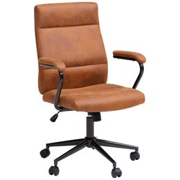 Mid.you Drehstuhl, Schwarz, Karamell, Metall, Textil, Drehkreuz, 60x99-109x64 cm, Sitzfl&auml;che 360&deg; drehbar, Arbeitszimmer, B&uuml;rost&uuml;hle, Drehst&uuml;hle