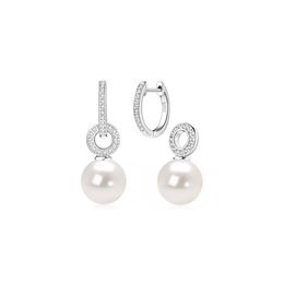 Rougemont Jewellery Ohrringe 'Zweiteilige Moissanit Diamant Creolen S&uuml;&szlig;wasserperle 925 sterling Silber' Damen Gr&ouml;&szlig;e 11 cm x 8 cm x 2cm silber