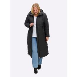 sheego Damen Steppmantel mit Stehkragen und Kapuze, schwarz, Gr&ouml;&szlig;e 56