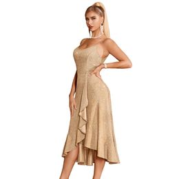 Zapaka Cocktailkleid Damen Gr&ouml;&szlig;e 42 champagner
