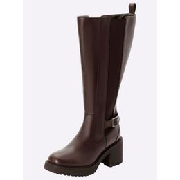 sheego Damen Weitschaftstiefel mit Zierschnalle, braun, Gr&ouml;&szlig;e 44