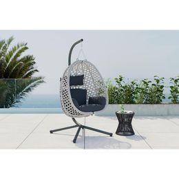 Ambia Garden H&auml;ngesessel, Dunkelgrau, Grau, Metall, Kunststoff, Textil, F&uuml;llung: Polyester, 95x197x95 cm, Gartenm&ouml;bel, H&auml;ngesessel