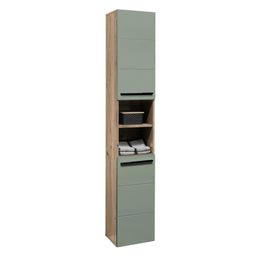 Mid.you Hochschrank, Gr&uuml;n, Eiche, Kunststoff, 2 F&auml;cher, einzeln stellbar, 34x190x31 cm, Made in EU, stehend, Badezimmer, Badezimmerschr&auml;nke, Hochschr&auml;nke