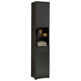 Mid.you Hochschrank, Schwarz, Kunststoff, 3 F&auml;cher, 1 Schublade(n) Schubladen, 40x191x32 cm, Made in EU, stehend, Badezimmer, Badezimmerschr&auml;nke, Hochschr&auml;nke