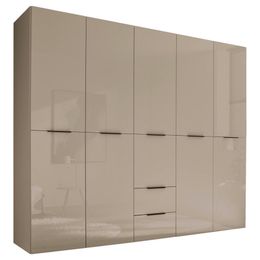 Boxxx Dreht&uuml;renschrank, Kaschmir, Glas, Holzwerkstoff, 5 F&auml;cher, 2 Schublade(n) Schubladen, 250x212x57 cm, Schlafzimmer, Kleiderschr&auml;nke, Dreht&uuml;renschr&auml;nke