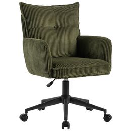 CARRYHOME Drehstuhl, Gr&uuml;n, Schwarz, Metall, Textil, Drehkreuz, 58x84.5-92x64 cm, Sitzfl&auml;che 360&deg; drehbar, Arbeitszimmer, B&uuml;rost&uuml;hle, Drehst&uuml;hle